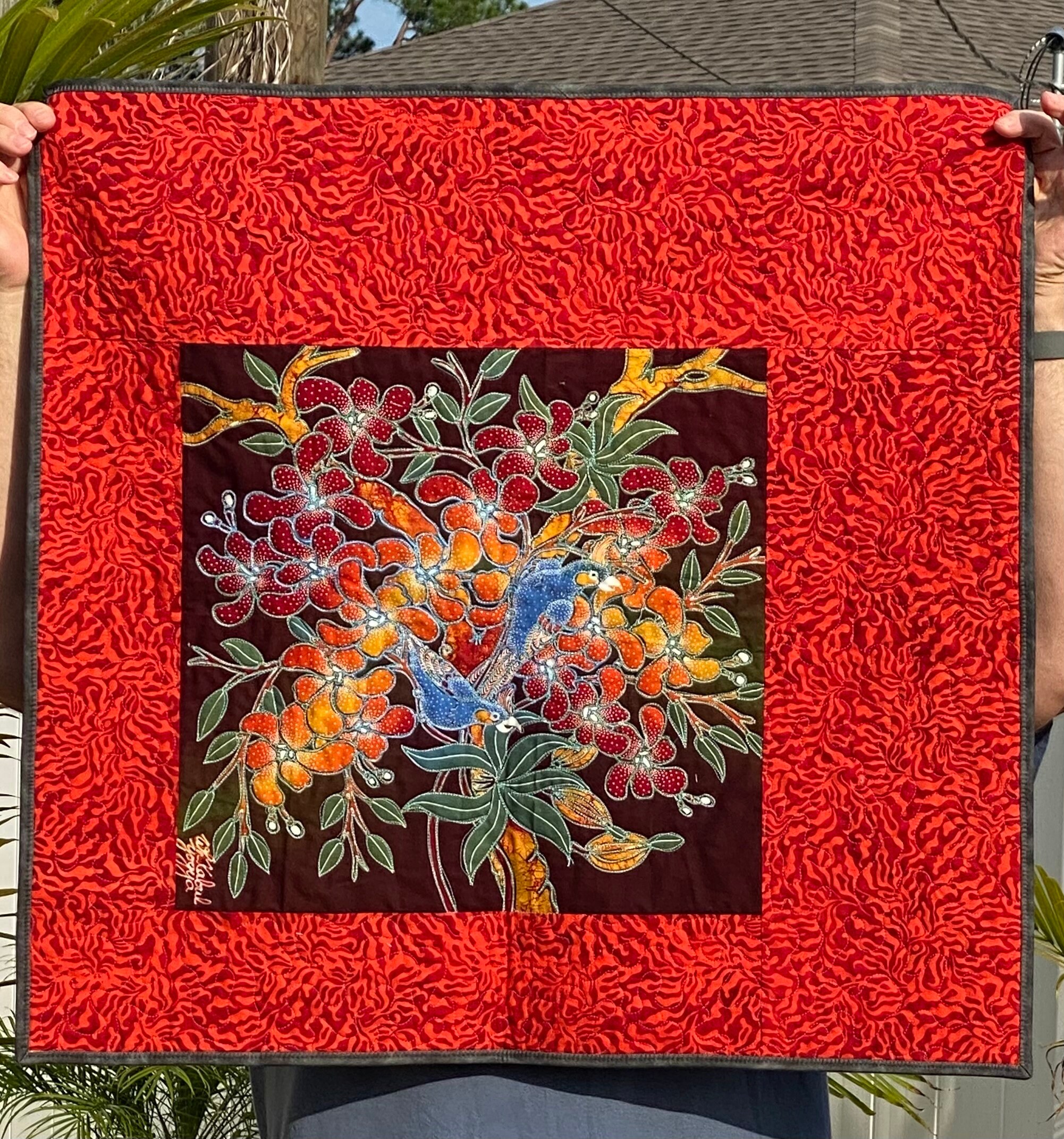 Colorful Beautiful Bird Fiber Art Table Topper - Etsy