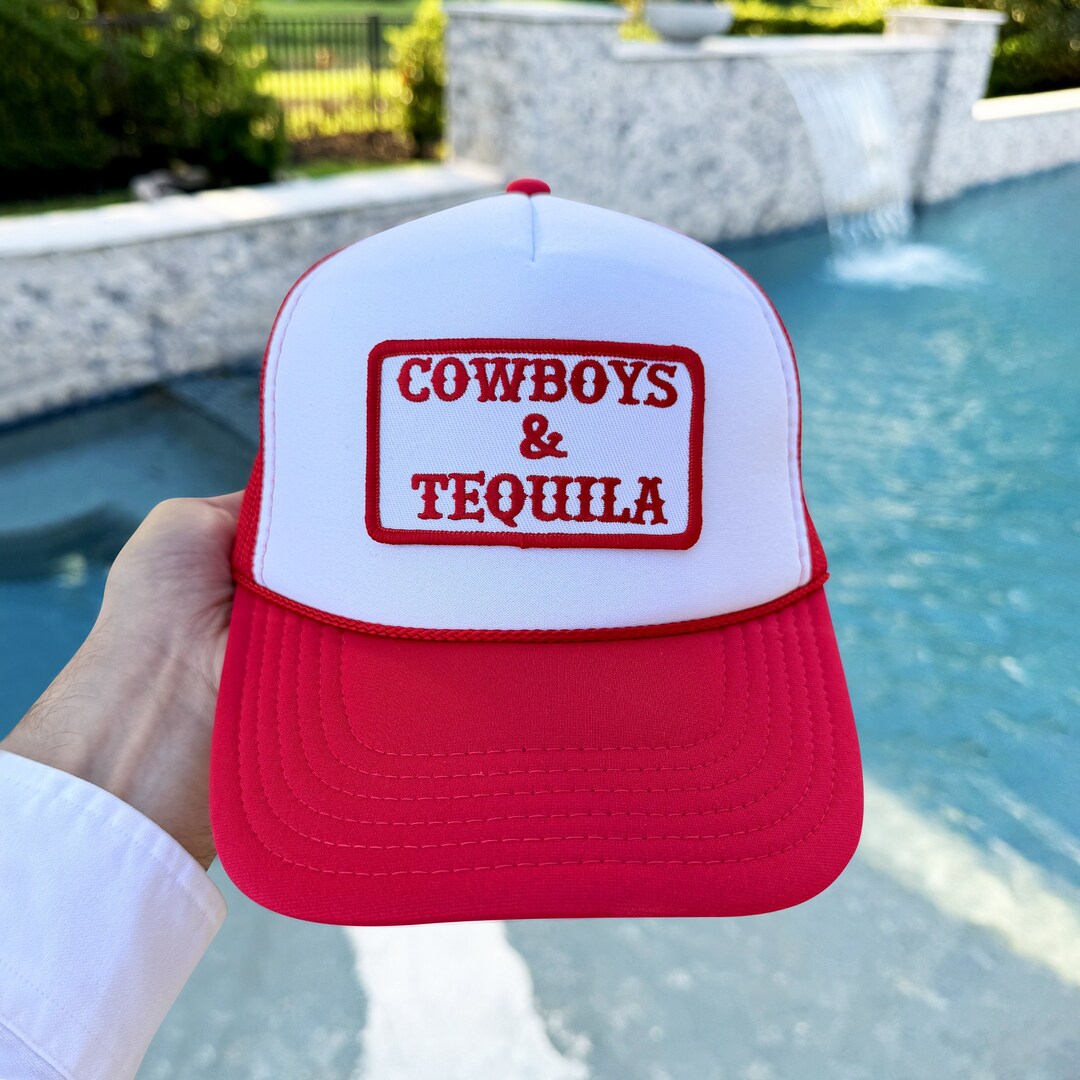 Cowboys and Tequila Patch Hat, Cowboy Hat, Western Trucker Hat, Country Music Concert, Cowboys ...