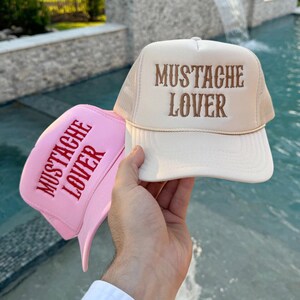 Embroidered Mustache Lover Trucker Hat, Mustache Lover Caps, Mustache ...