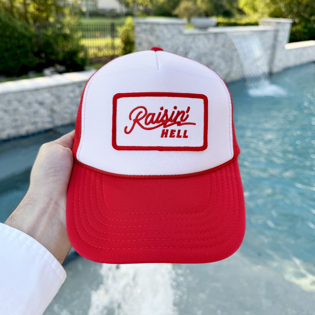 Raisin Hell Trucker Hat, Patches, Country Concert Hat, Country Music Hat, Western Hat, Raisin ...