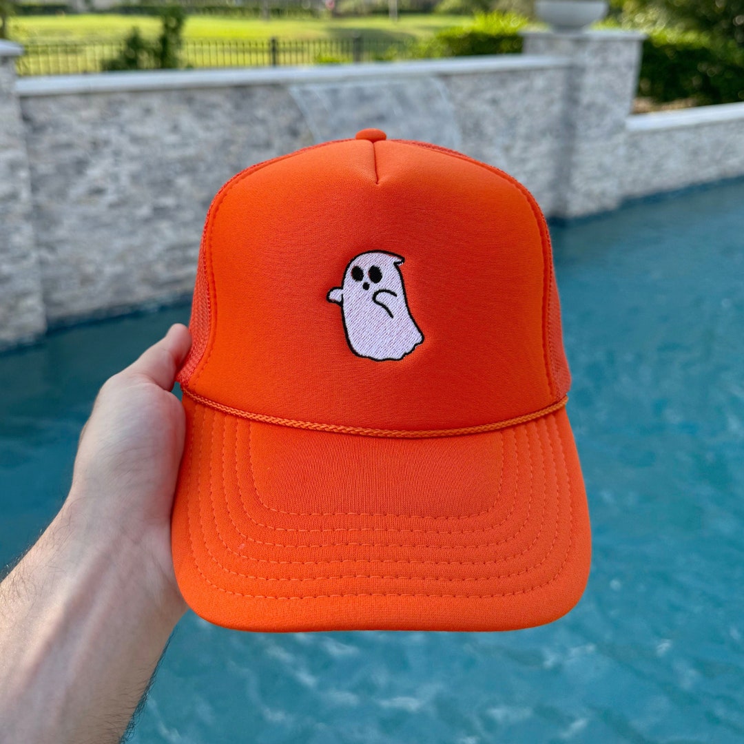 Embroidered Ghost Hat, Ghost Embroidery Caps, Halloween Hats, Boo Hat ...