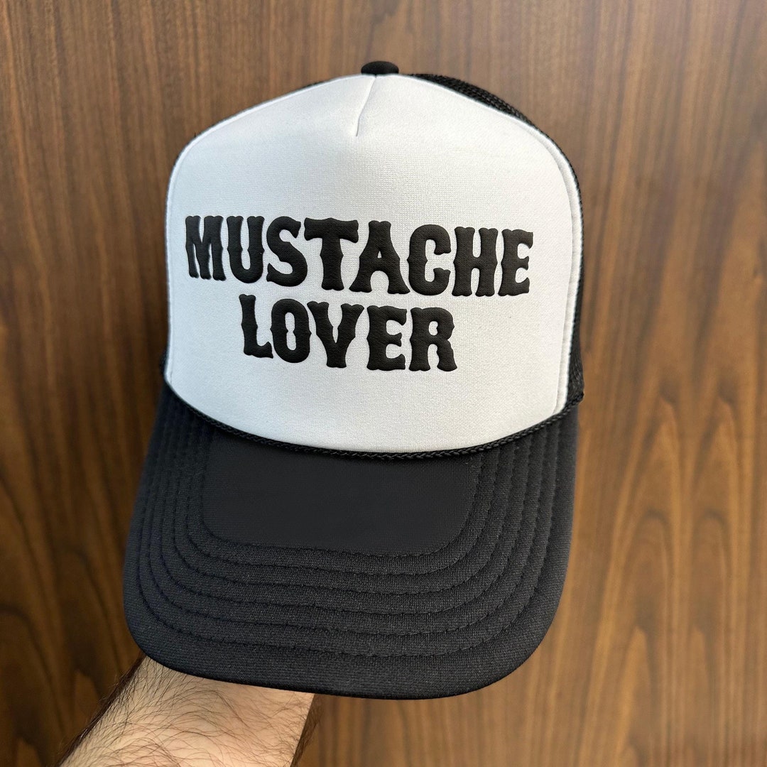 Mustache Lover Puff Print Trucker Hat, Mustache Lover Hat, Mustache ...