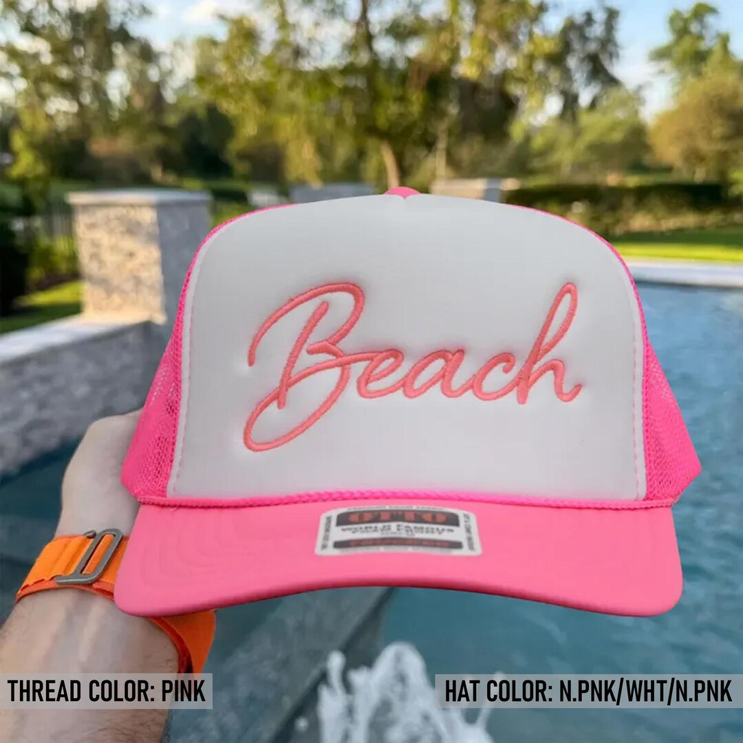 Embroidered Beach Trucker Hat, Summer Cap - Etsy