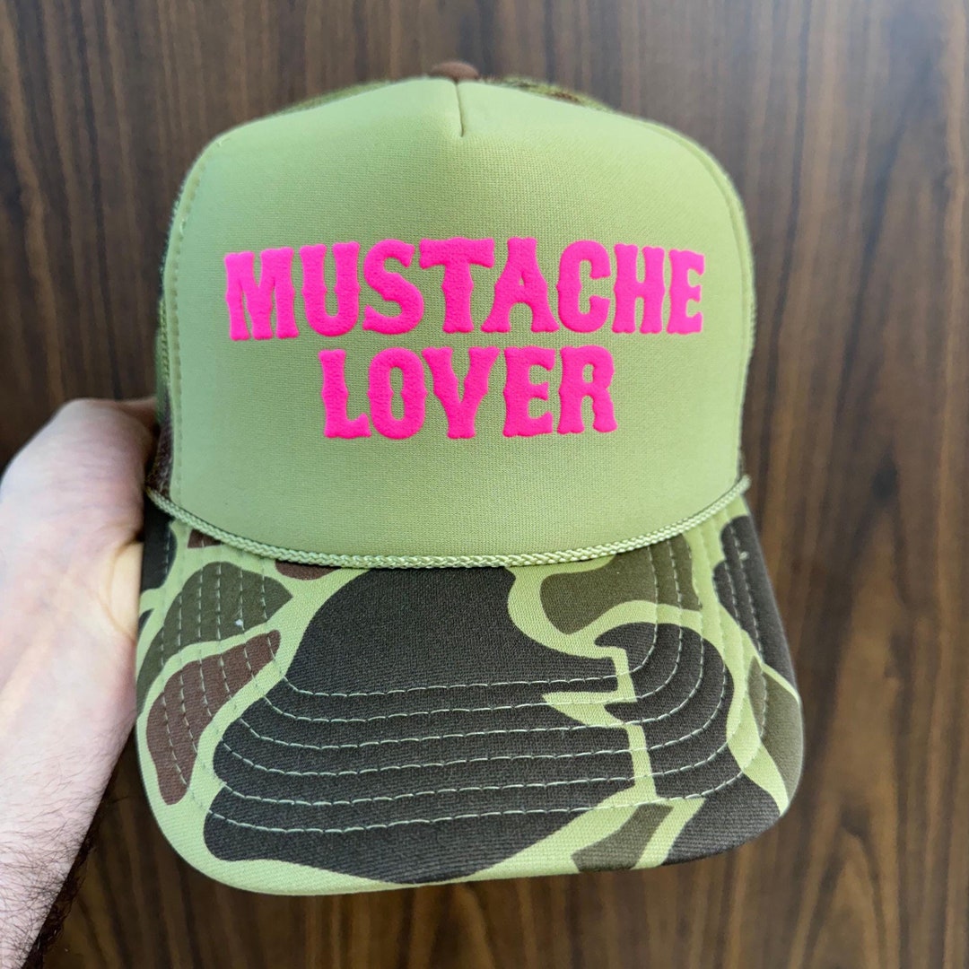 Mustache Lover Puff Print Trucker Hat, Mustache Lover Caps, Mustache ...