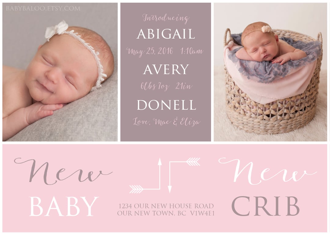 MOVING BIRTH ANNOUNCEMENT New Baby New Crib Photo Baby - Etsy