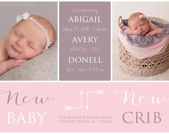 MOVING BIRTH ANNOUNCEMENT New Baby New Crib Photo Baby Announcement ...