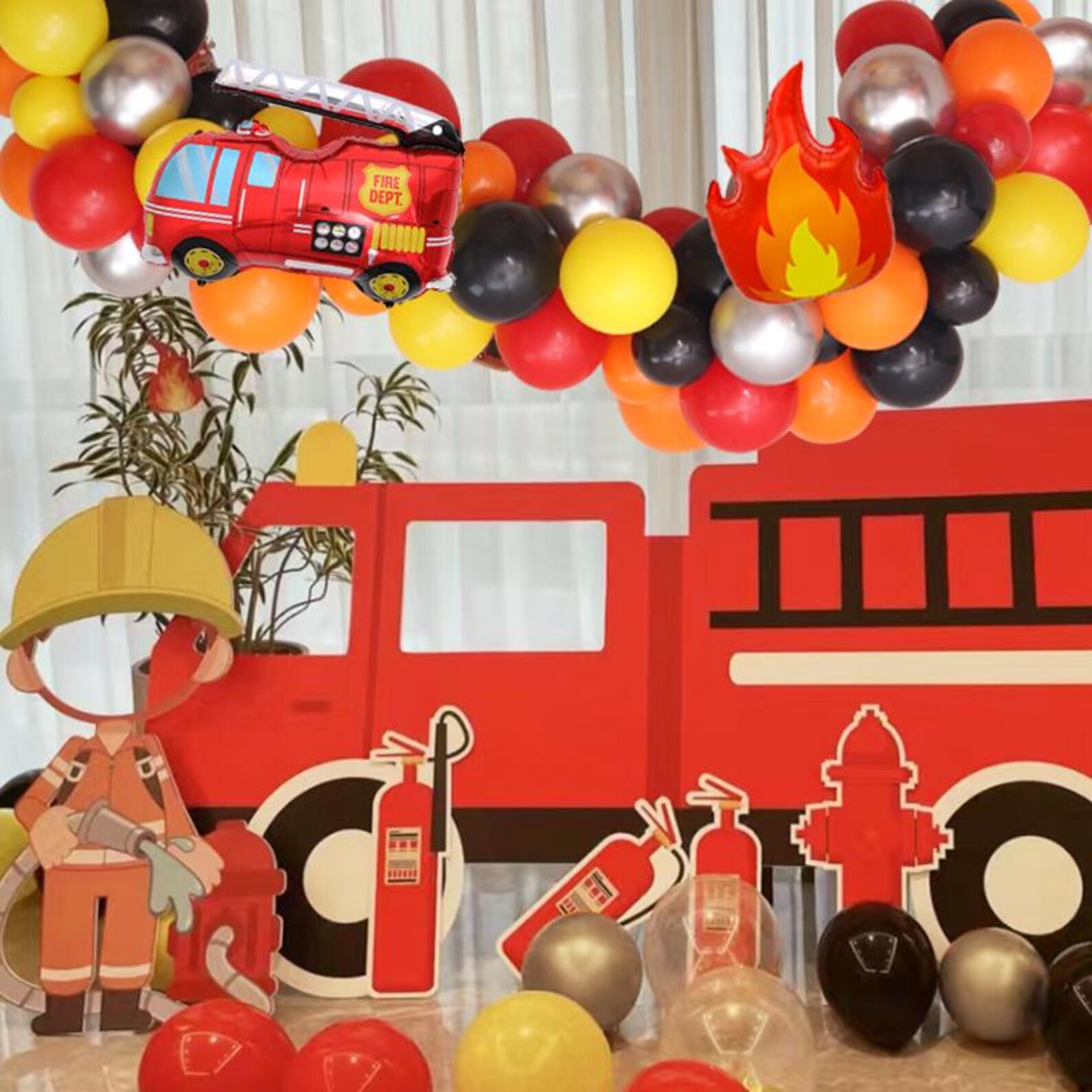 Balloon Garland Arch Kit,102 Pcs Red Yellow Black Balloons With Fire ...