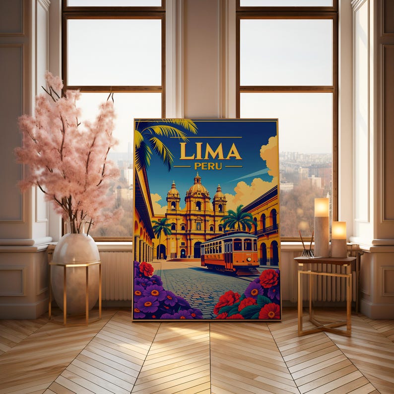 Vintage Lima, Peru Travel Poster - Mid-century Style Wall Art - Etsy