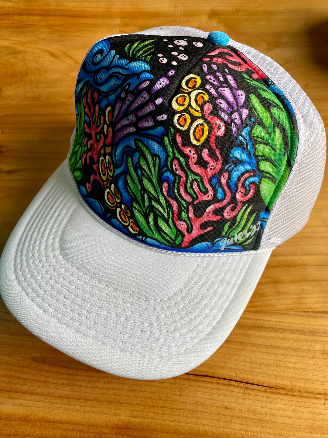Coral Reef Painted Trucker Hat - Etsy