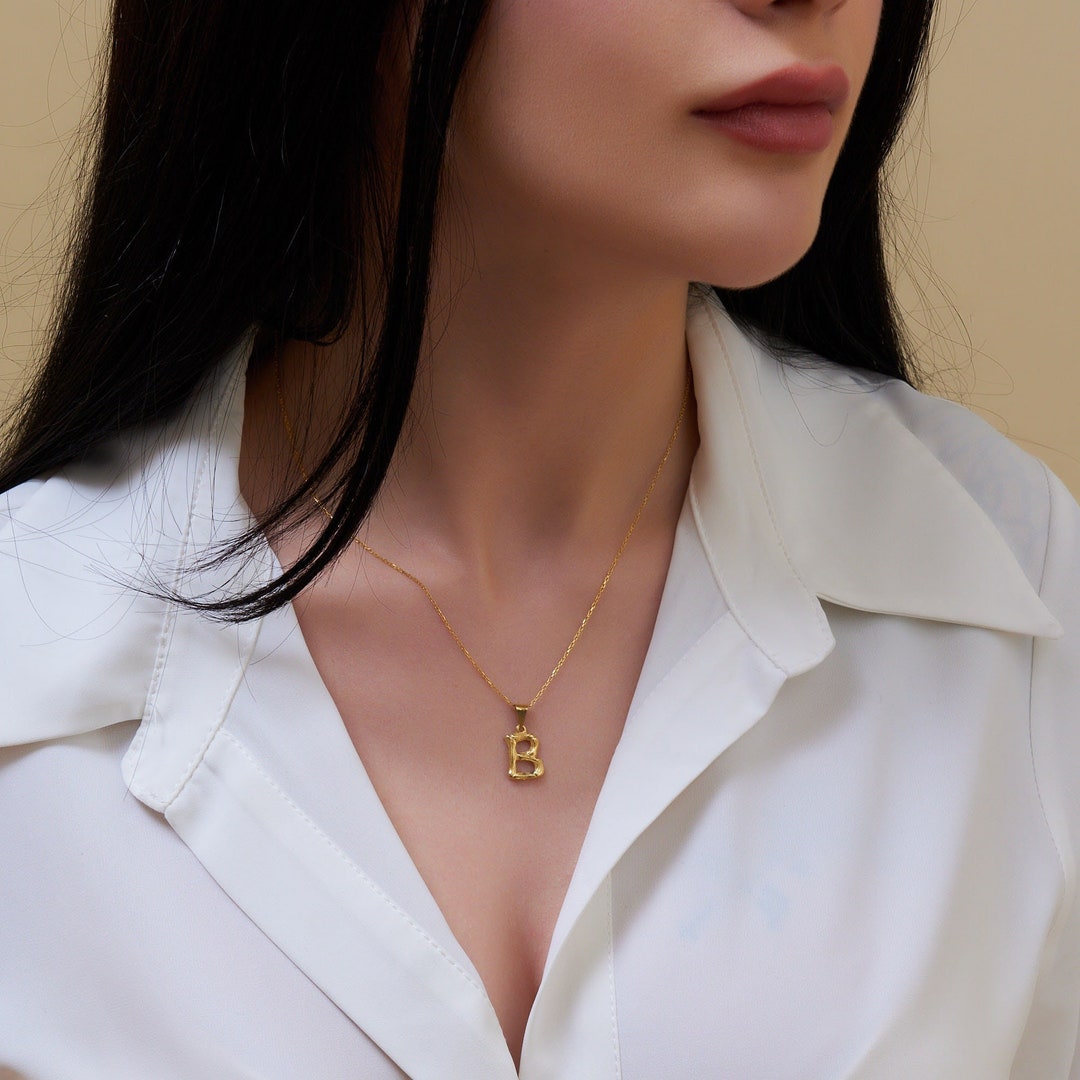 Big Initial Necklace, Custom Letter Necklace, Personalized Initial ...