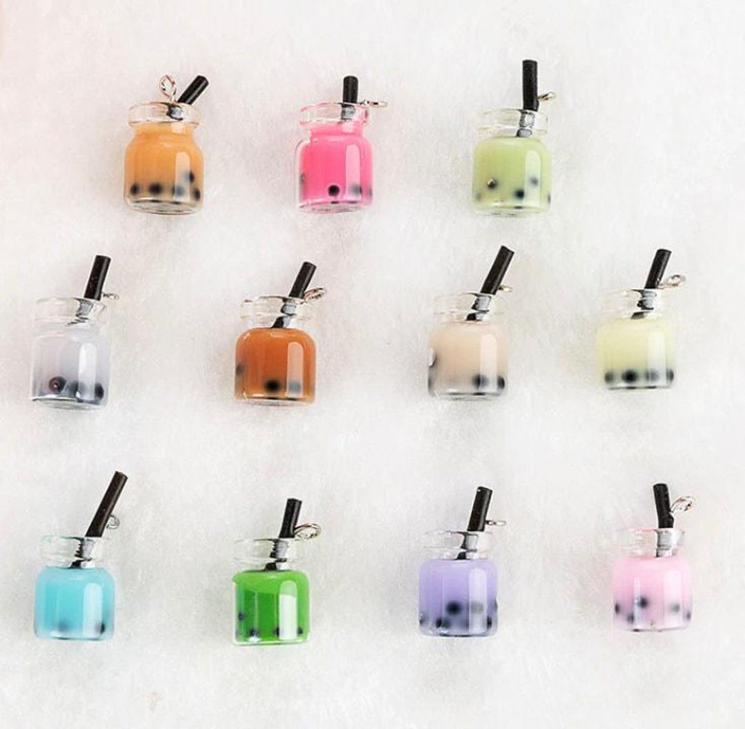 Resin Mini Sized Bubble Tea Bottle Charm With Eye Pin (11mm X 22mm) - Etsy