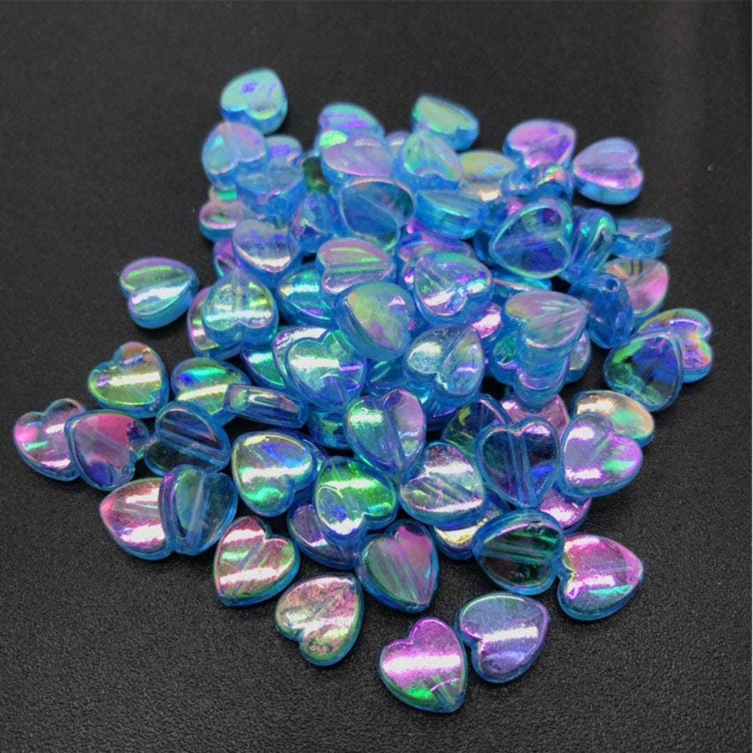 8MM Blue Transparent Acrylic Heart Spacer Beads With Vertical Hole - Etsy