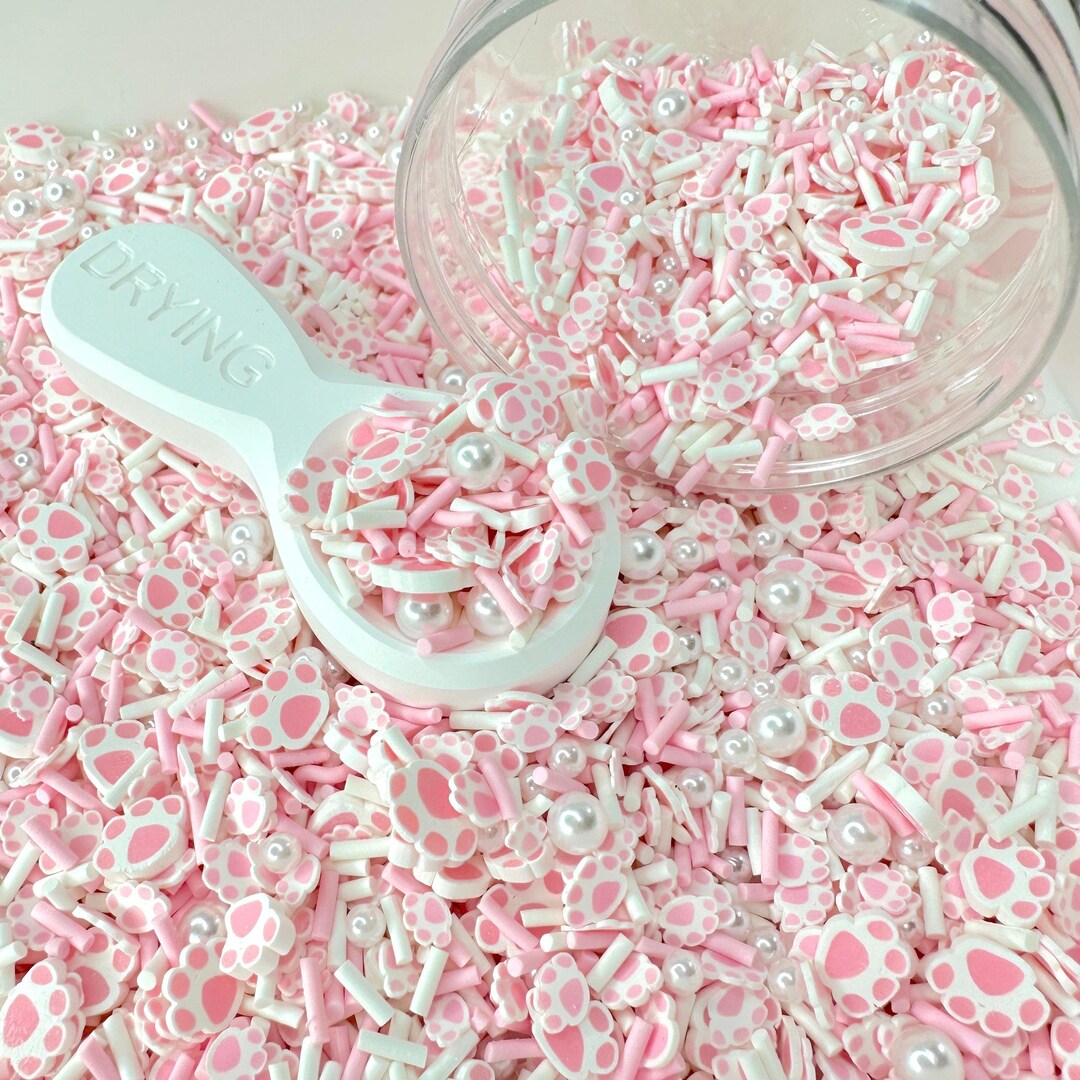 FAKE Pink Paw Print, Animal Polymer Clay Sprinkle Mix (NOT EDIBLE) D26 ...