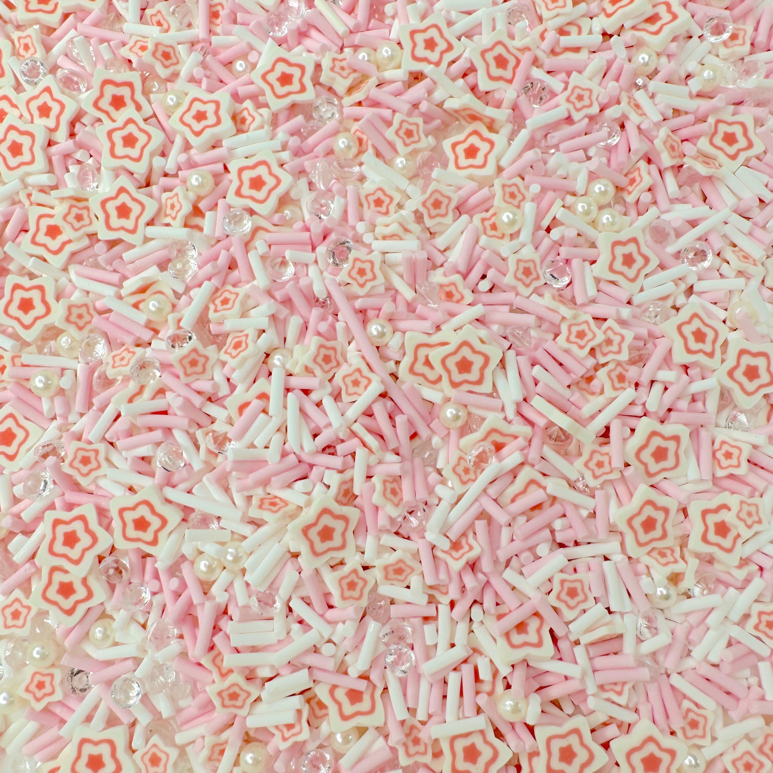 FAKE Double Pink Star Themed Polymer Clay Sprinkle Mix (NOT EDIBLE) D25 ...