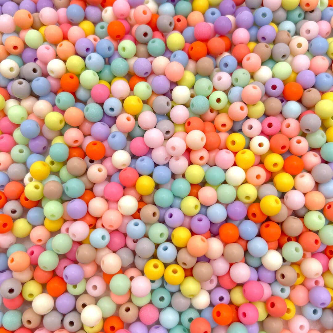 6MM/8MM Mix Colored Matte Acrylic Round Ball Beads - Etsy