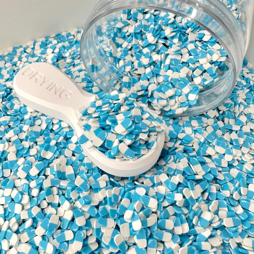 FAKE 5MM/10MM Pastel Blue Pill, Medical Polymer Clay Sprinkle NOT ...