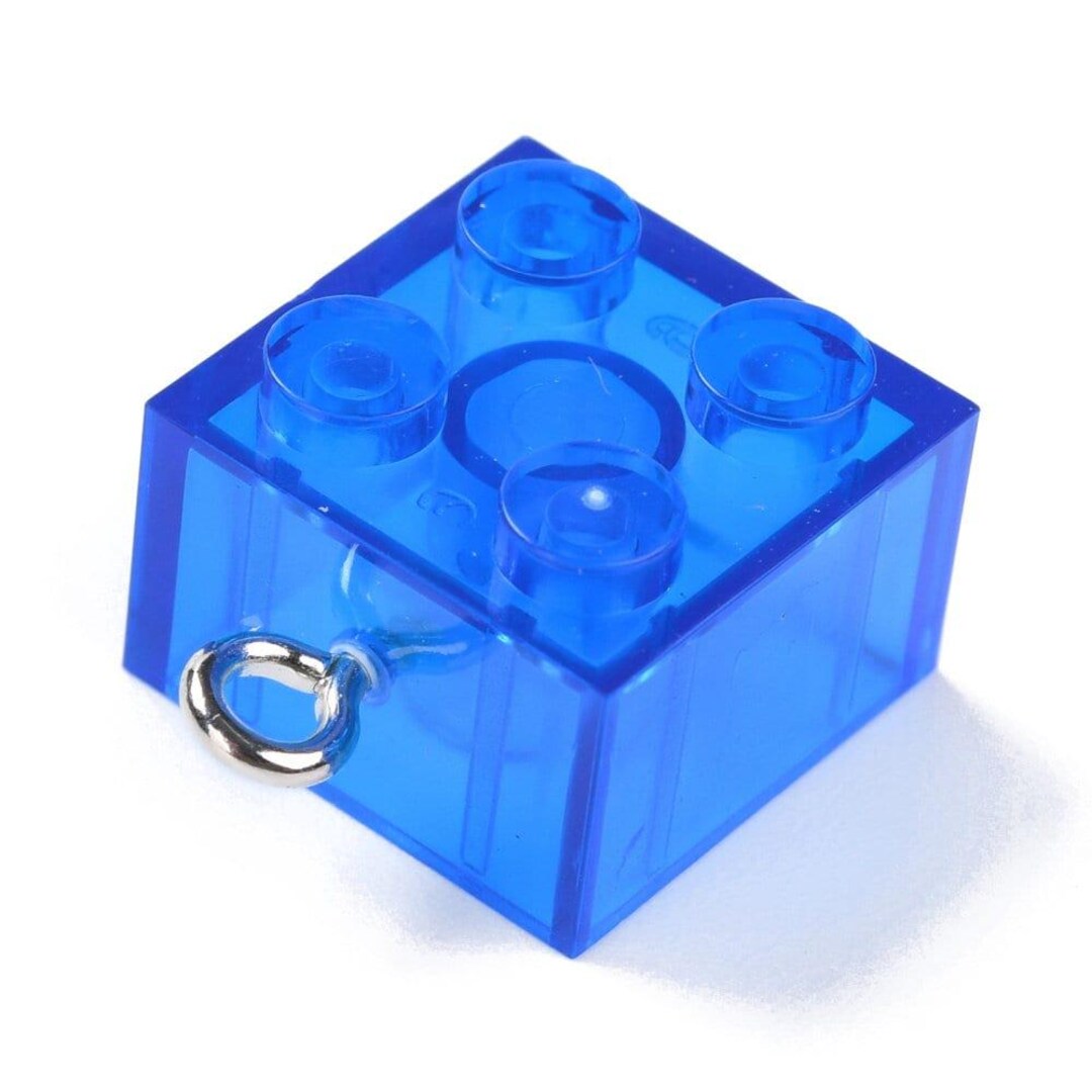 21MM Transparent Clear Blue Square Building Block Charm Pendant - Etsy