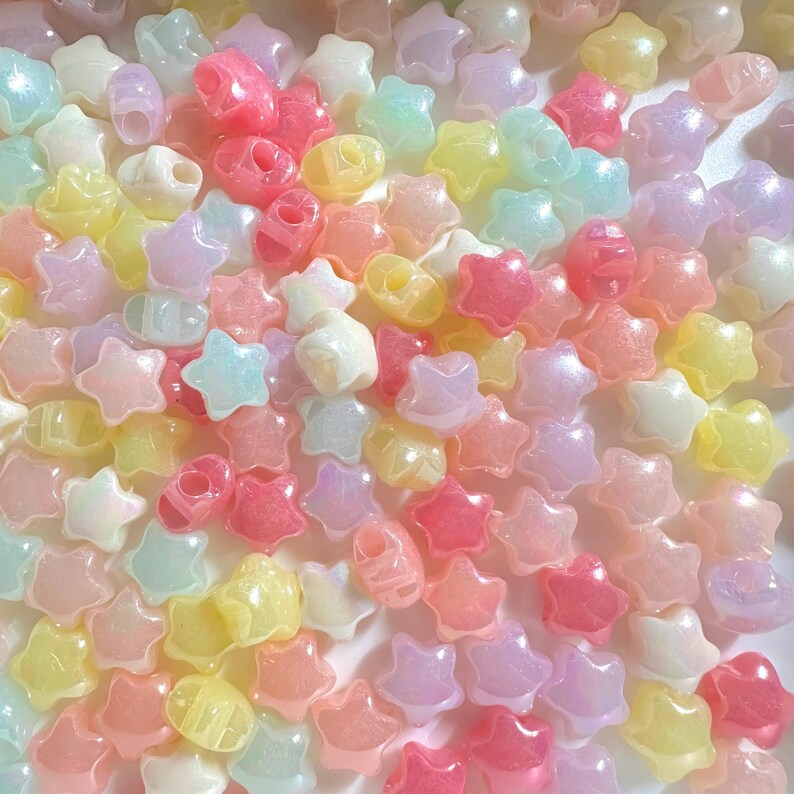 BULK 14MM Pastel Jelly Puffy Star Acrylic Spacer Beads - Etsy