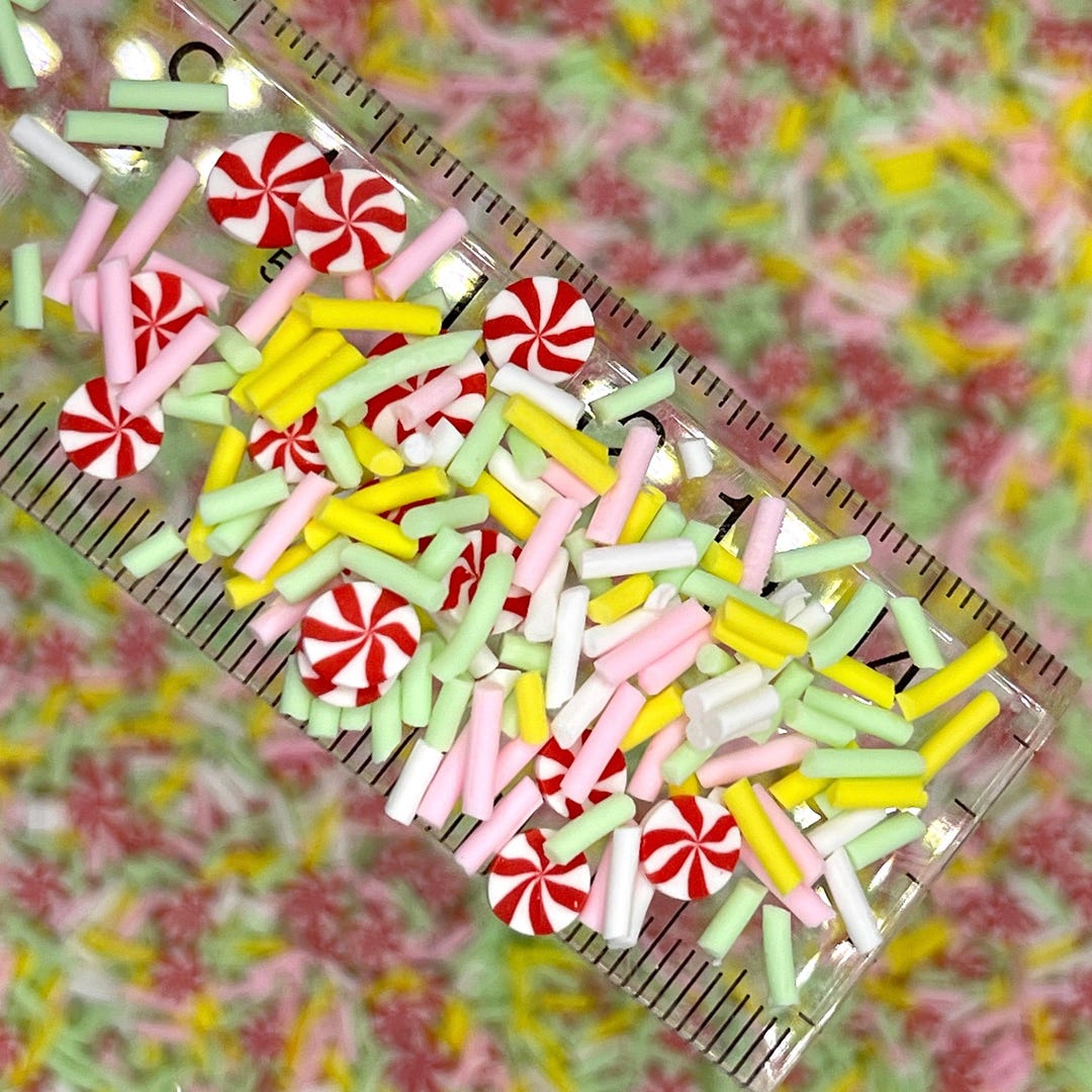 FAKE Peppermint With Green Yellow Polymer Clay Sprinkle Mix (NOT EDIBLE ...