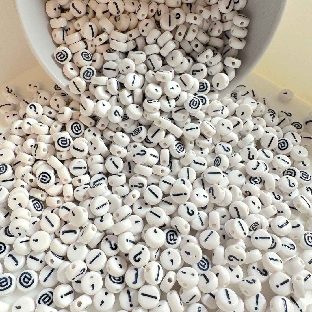 7MM Symbol Pack #2, Uncommon Punctuation Mark Acrylic Beads (!,@?;) - Etsy