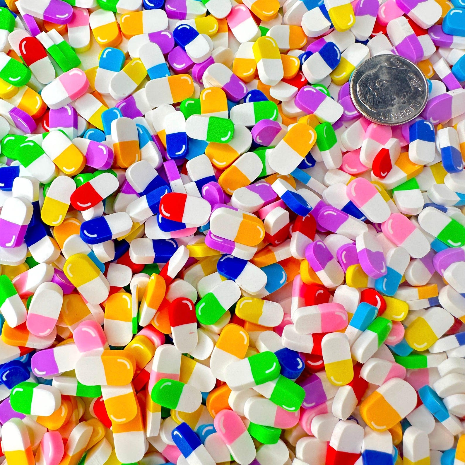 FAKE Mixed Color Pills, Medical Polymer Clay Sprinkle (NOT EDIBLE, 5MM ...