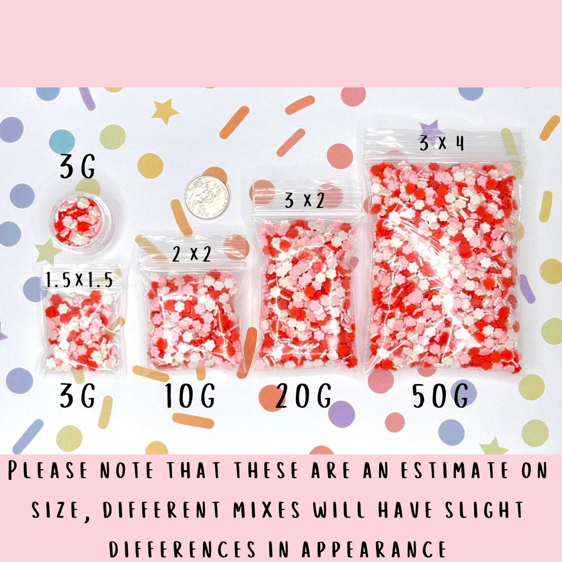 FAKE Double Pink Star Themed Polymer Clay Sprinkle Mix (NOT EDIBLE) D25 ...
