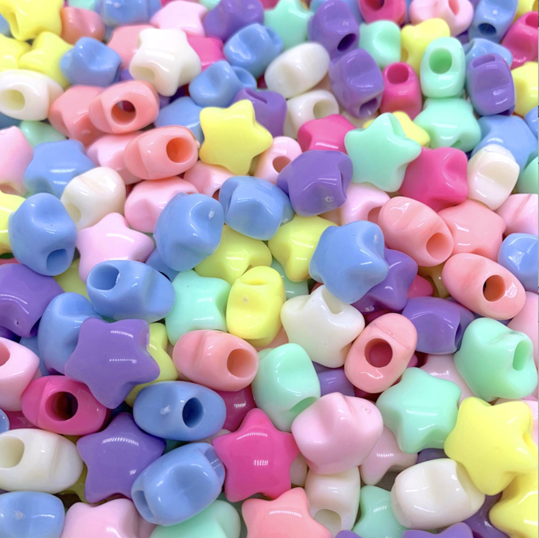 BULK 14MM Pastel Puffy Star Acrylic Spacer Beads - Etsy