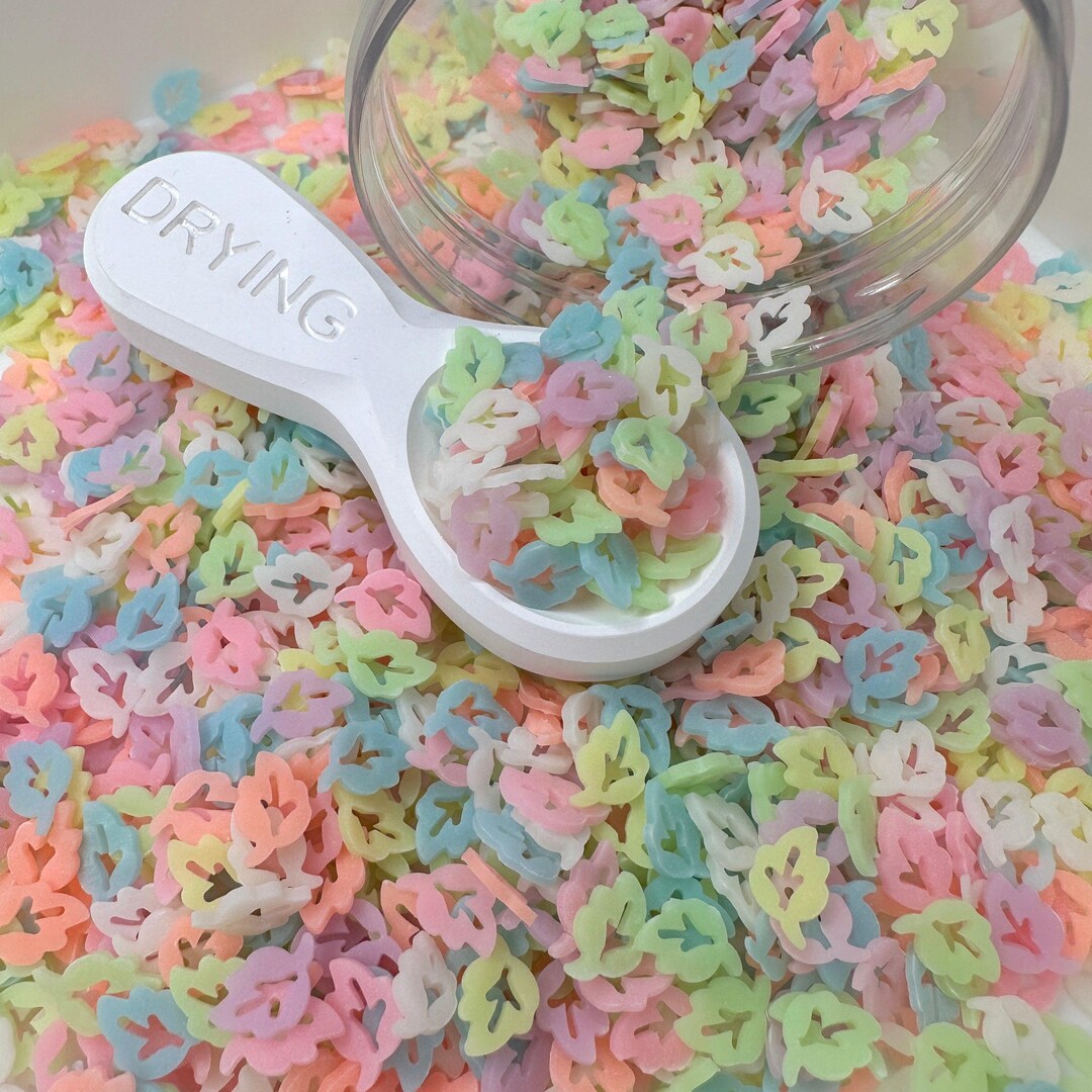 FAKE Glow-in-dark Leaf Outline Polymer Clay Sprinkle (NOT EDIBLE) D13 ...