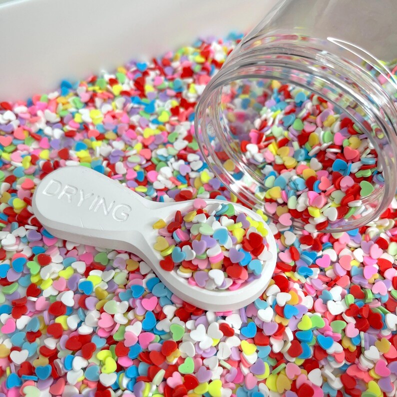 FAKE Bright Colored Heart Fake Polymer Clay Sprinkle Mix NOT EDIBLE D30 ...