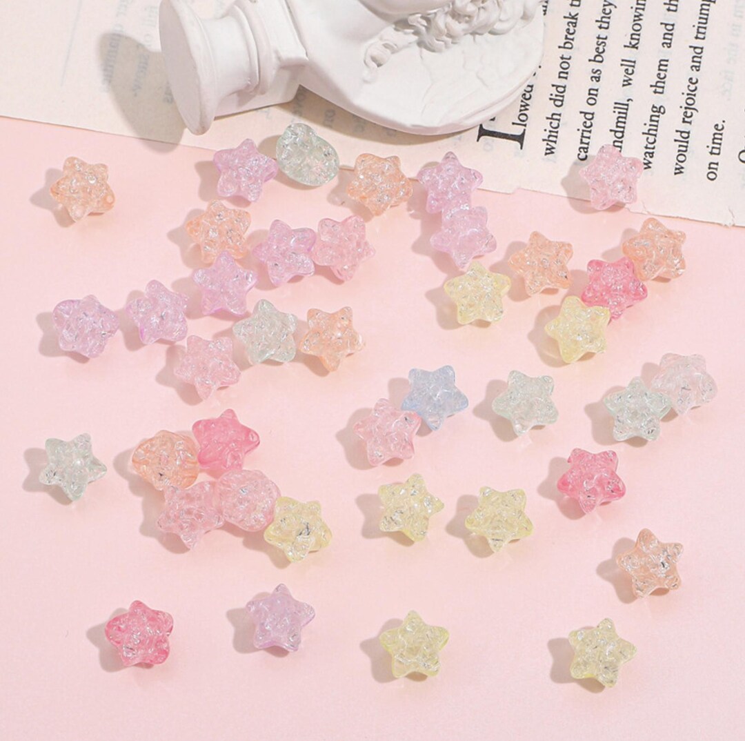 BULK 10MM Pastel Sparkle Candy-colored Acrylic Star Bead - Etsy