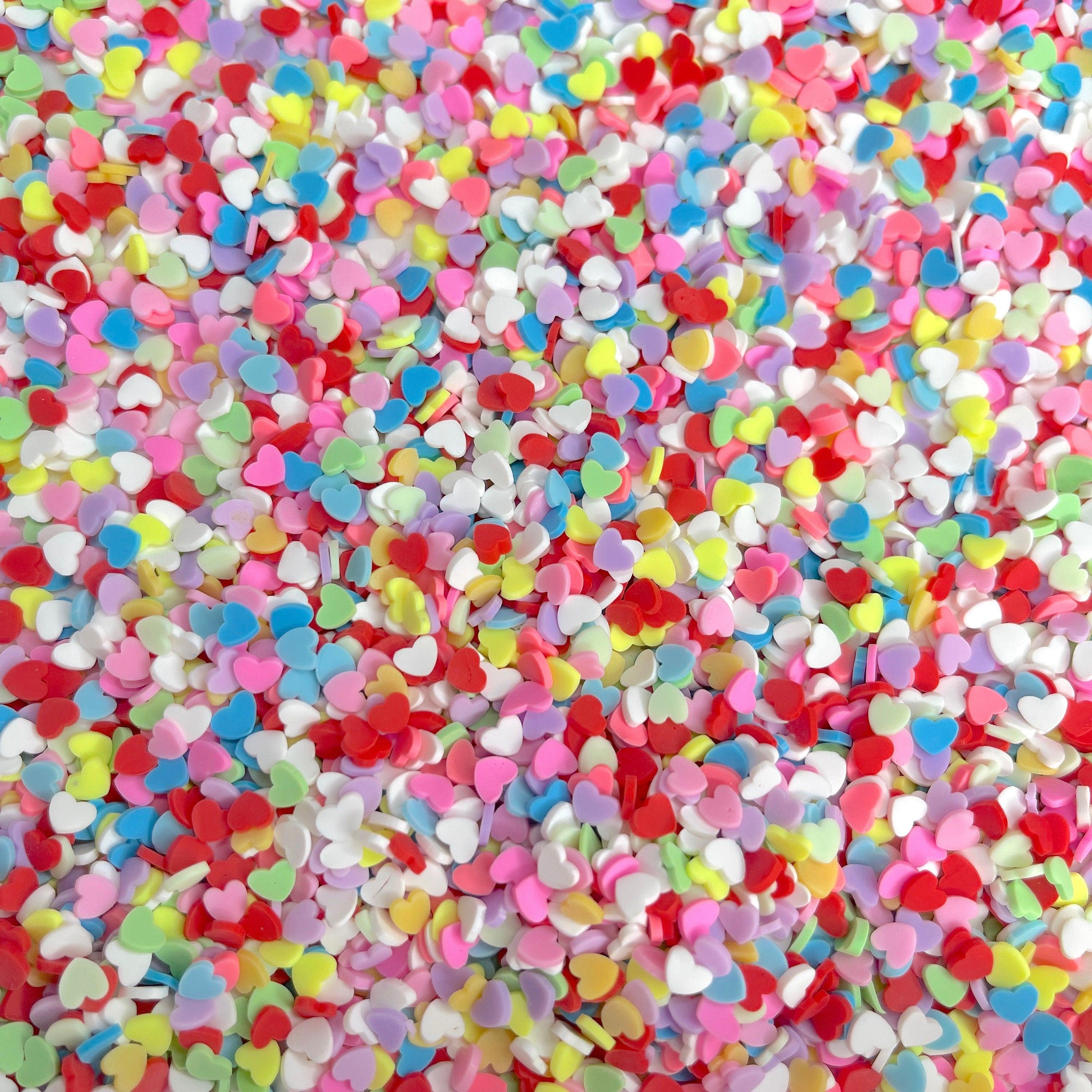 FAKE Bright Colored Heart Fake Polymer Clay Sprinkle Mix NOT EDIBLE D30 ...