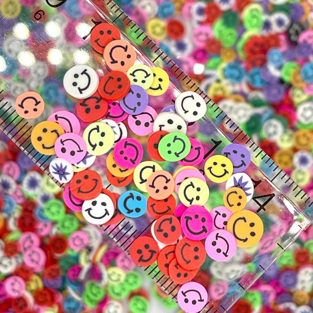 FAKE 5MM Colorful Mix Smiley Faces Polymer Clay Sprinkle (NOT EDIBLE ...
