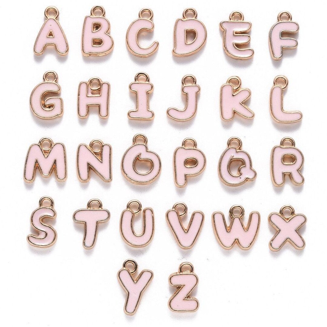 Pink Metal Letter Charms Individual or Set (11mm X 6.5mm X 2mm, Hole: 1 ...