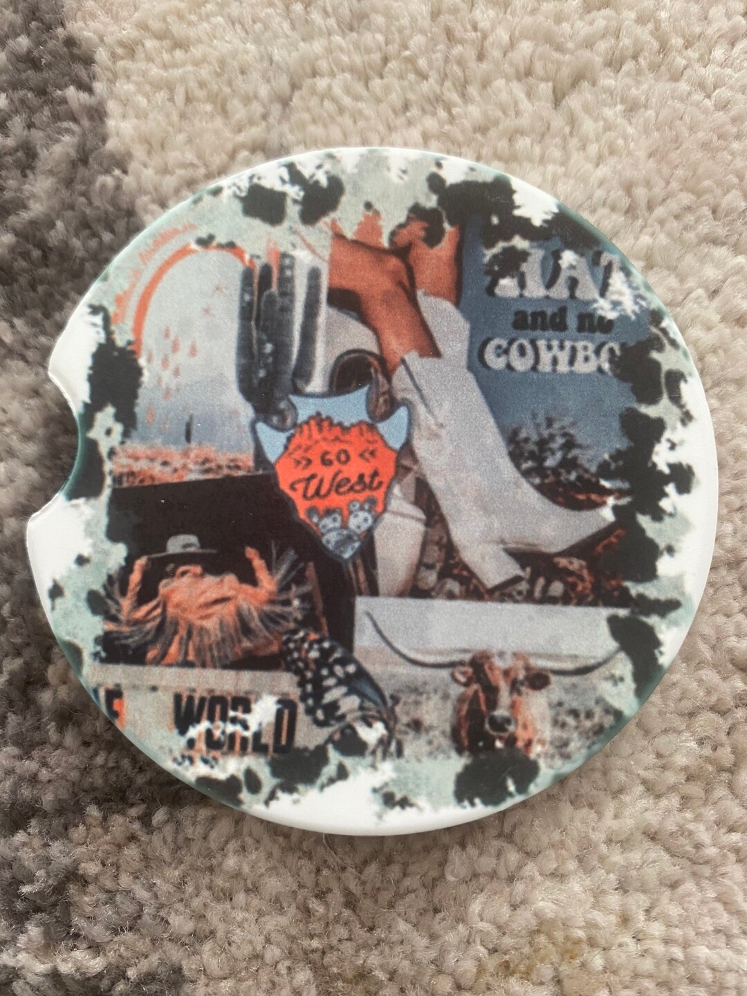 Western Cowgirl Collage Car Coaster Rodeo Car Decor Cute Gift Ranchy - Etsy