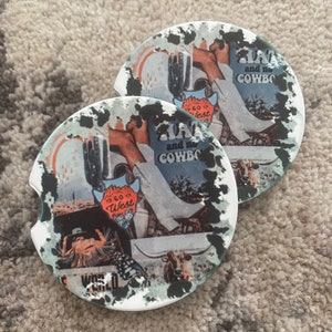 Western Cowgirl Collage Car Coaster Rodeo Car Decor Cute Gift Ranchy - Etsy