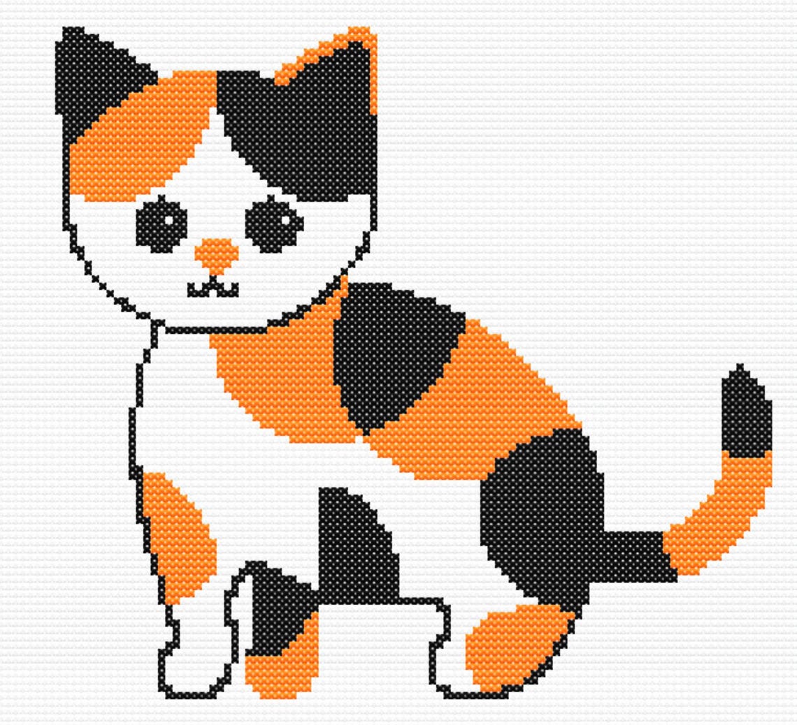 Calico Cat Cross Stitch | Cat Lover Gift Pattern | Beginner Cute Cat ...