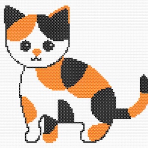 Calico Cat Cross Stitch | Cat Lover Gift Pattern | Beginner Cute Cat ...