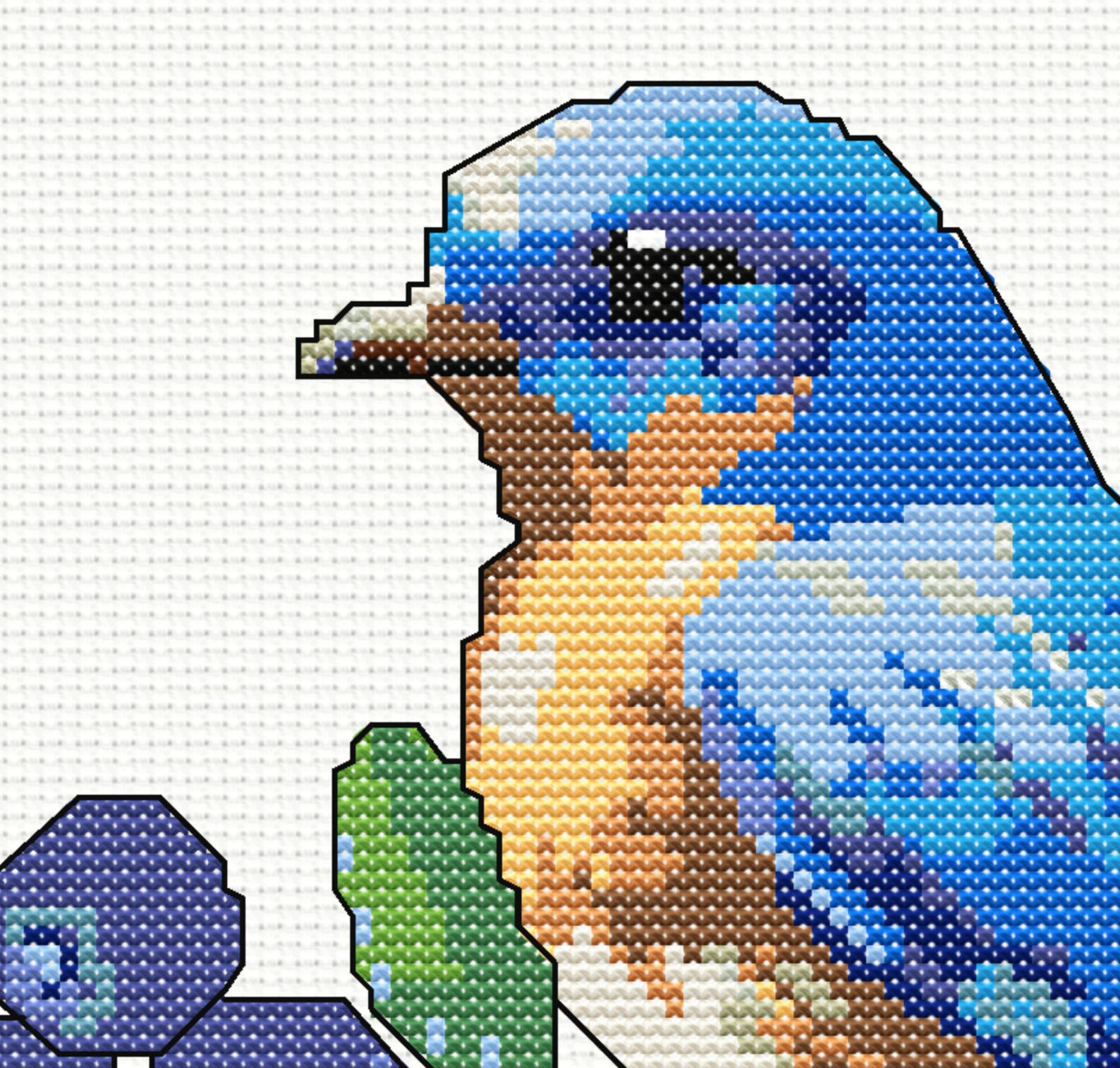 Springtime Cross Stitch | Bluebird and Blueberries | PDF Download - Etsy