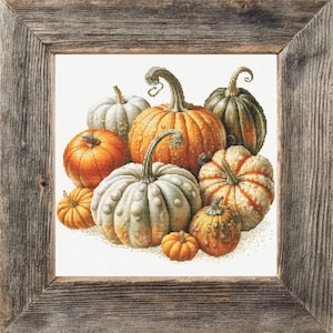Rustic Autumn Pumpkin Cross Stitch Pattern – Fall Decor PDF Embroidery ...