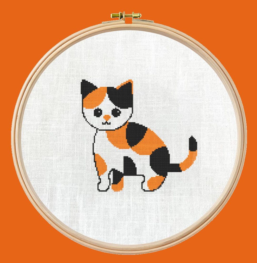 Calico Cat Cross Stitch | Cat Lover Gift Pattern | Beginner Cute Cat ...