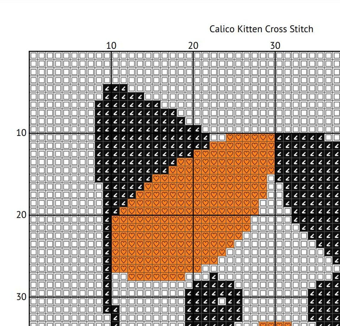 Calico Cat Cross Stitch | Cat Lover Gift Pattern | Beginner Cute Cat ...