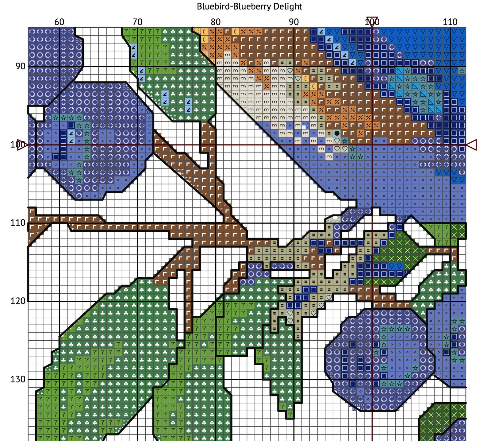 Springtime Cross Stitch | Bluebird and Blueberries | PDF Download - Etsy
