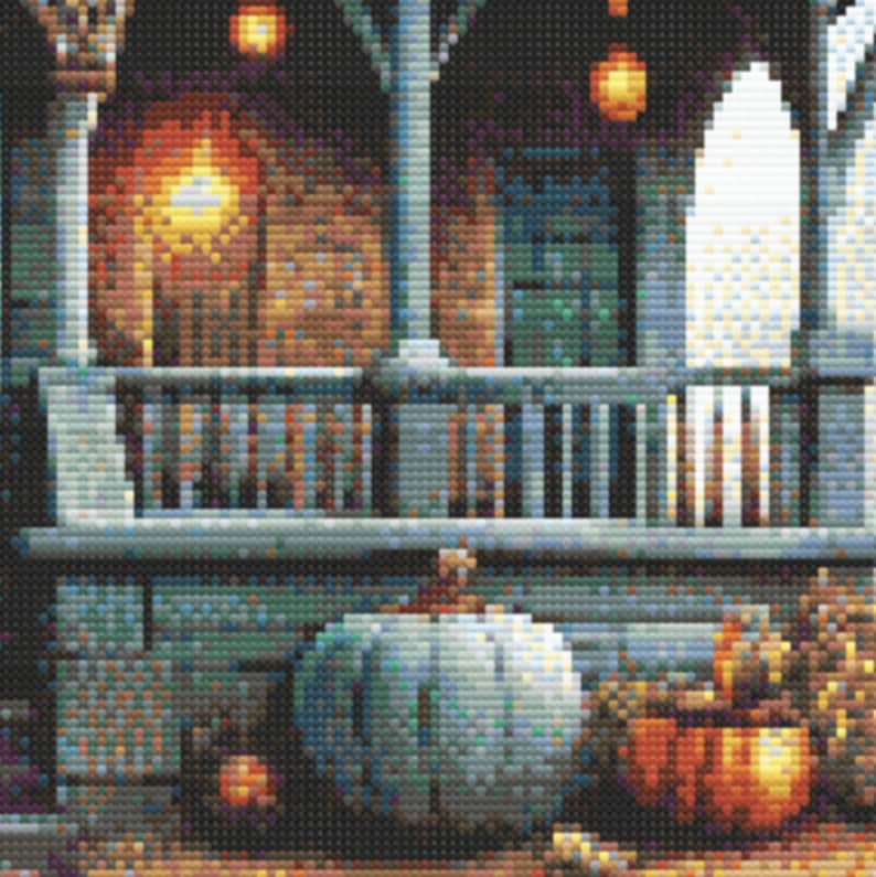 Haunted Manor Cross Stitch Pattern | Gothic Autumn Halloween Design - Etsy