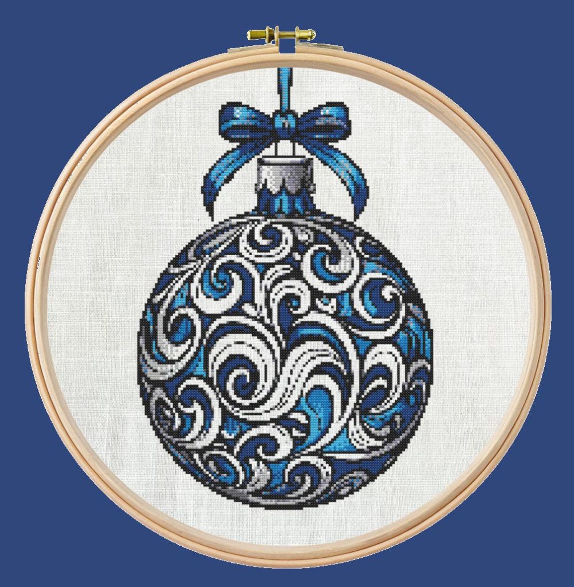 Blue Swirl Ornament Cross Stitch Pattern: Holiday DIY (digital Download ...
