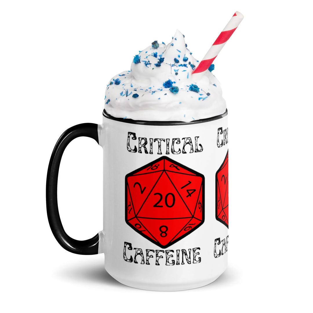 D20 Mug: Critical Caffeine - Dnd RPG Gift (15oz) - Etsy