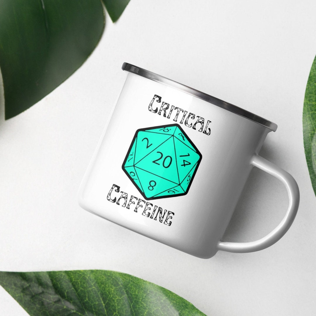 Dungeons & Dragons Coffee Cup Critical Caffeine Turquoise Green D20 20 ...