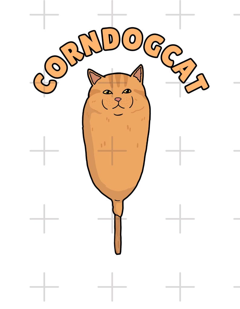 Corndog Cat Meme Unisex T-shirt, Funny Cat Meme T-shirt, Silly Cat Tee ...