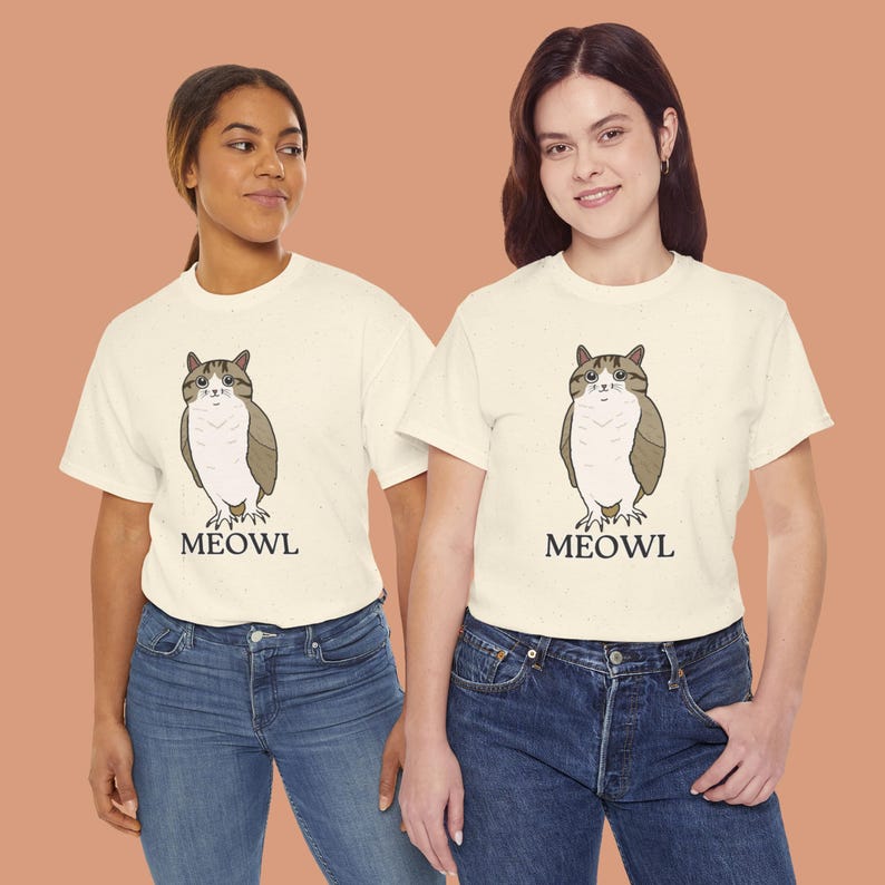 Meowl Meme Tshirt, Funny Cat Meme Shirt Cat and Owl Brainrot Meowl Tee ...