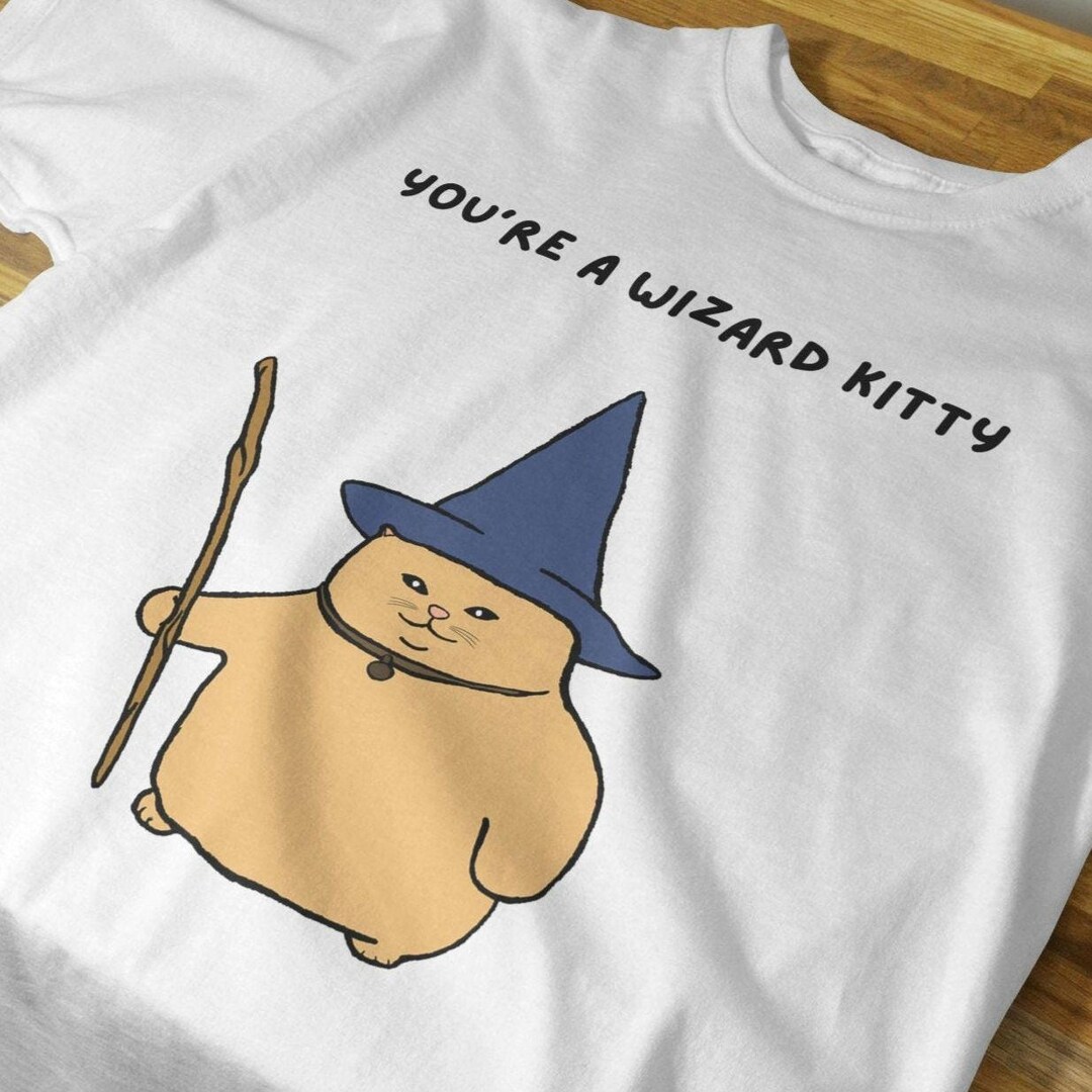 Wizard Cat T-shirt V2, Cute Wizard Cat, Wizard Meow, Wizard Kitty ...