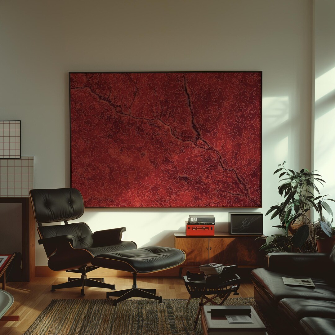 Crimson Red Topo Art Print: Abstract Kenya Landscape - Etsy